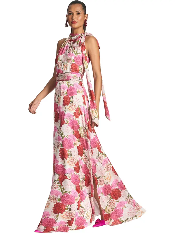 Sachin & Babi Printed Crinkle Georgette Kayla Gown - Campo Di Fiore