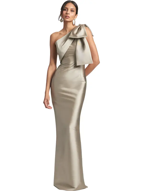 Sachin & Babi Bonnie Column Gown - Pewter
