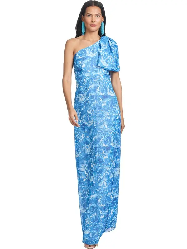 Sachin & Babi Chelsea Printed Chiffon Gown - Mediterranean Blooms