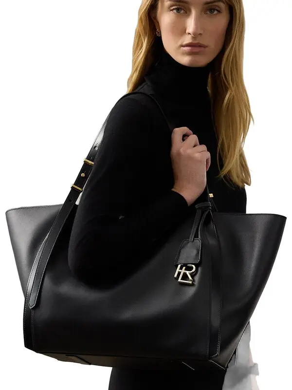 Ralph Lauren Rl 888 Calfskin Tote - Black