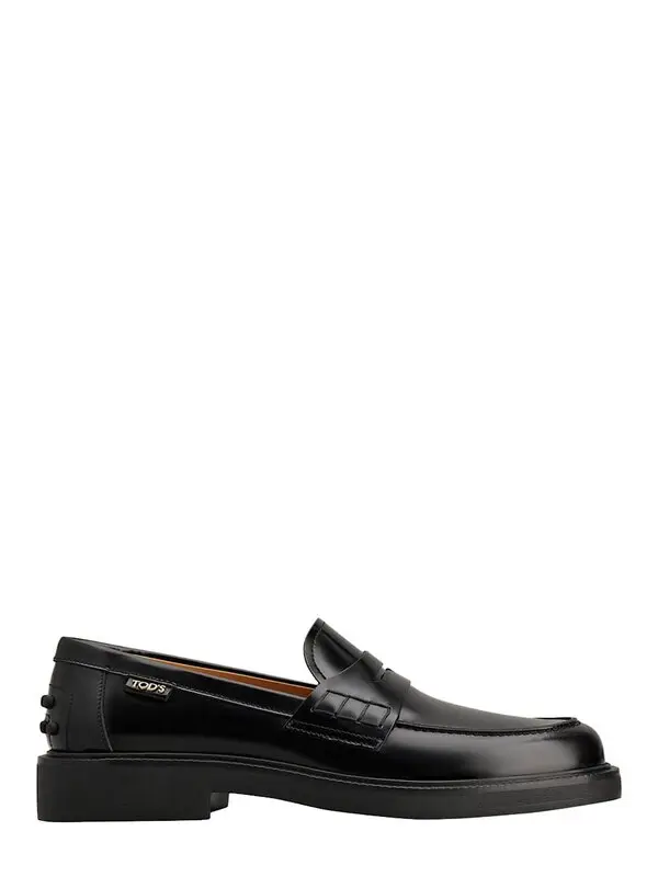 TOD'S Gomma Leather Penny Loafers - Nero