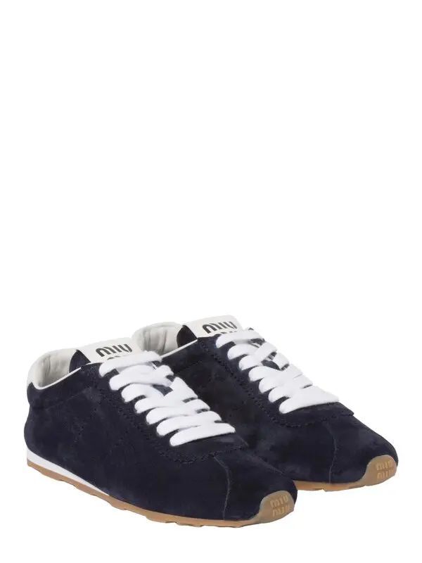 Miu Miu Plume Suede Sneakers - Navy