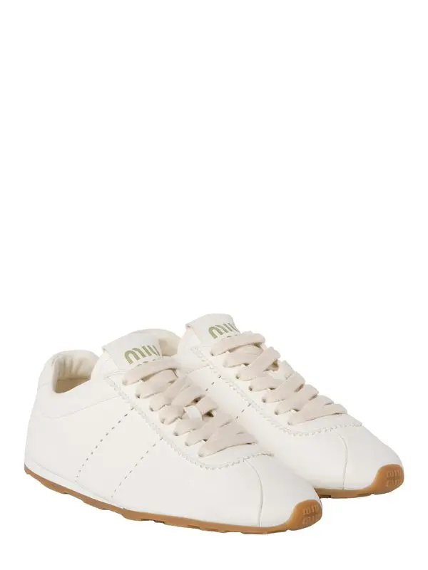 Miu Miu Plume Nappa Leather Sneakers - Ivory