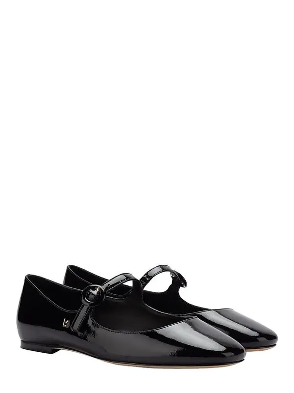 Larroude Blair Mary Jane Ballet Flats - Black Patent Leather