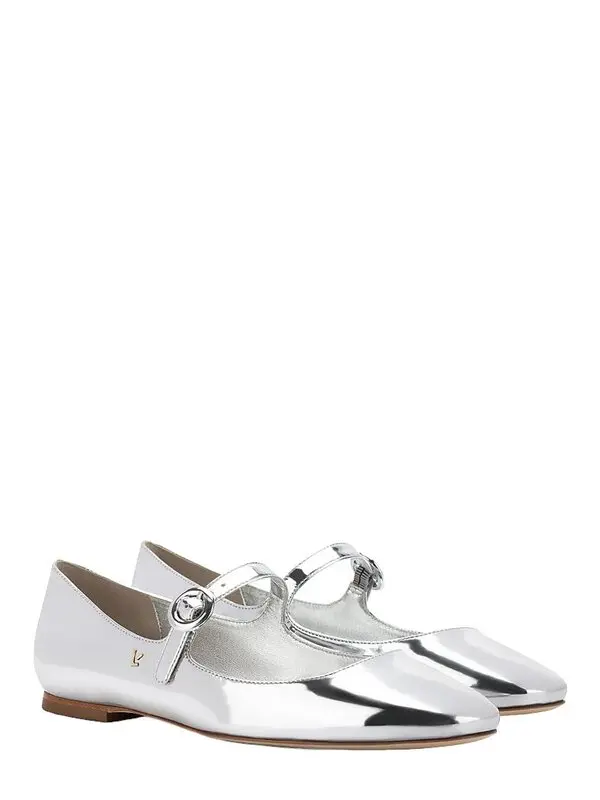 Larroude Blair Mary Jane Ballet Flats - Silver Leather