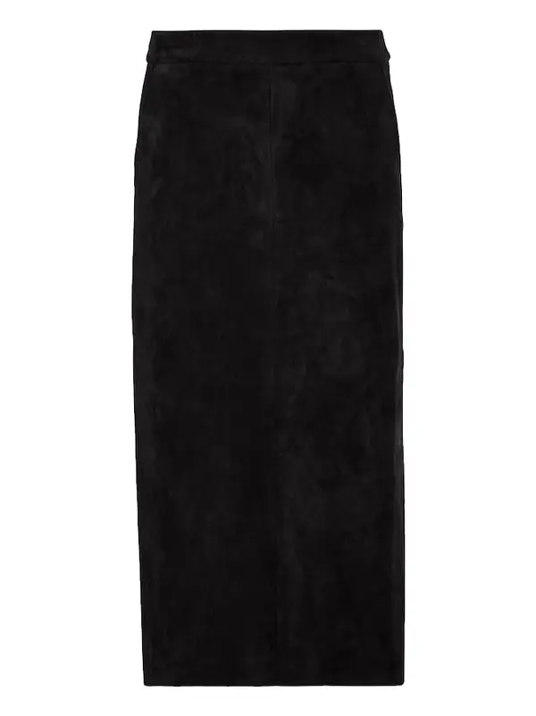 Stouls Taylor Suede Midi Skirt - Black