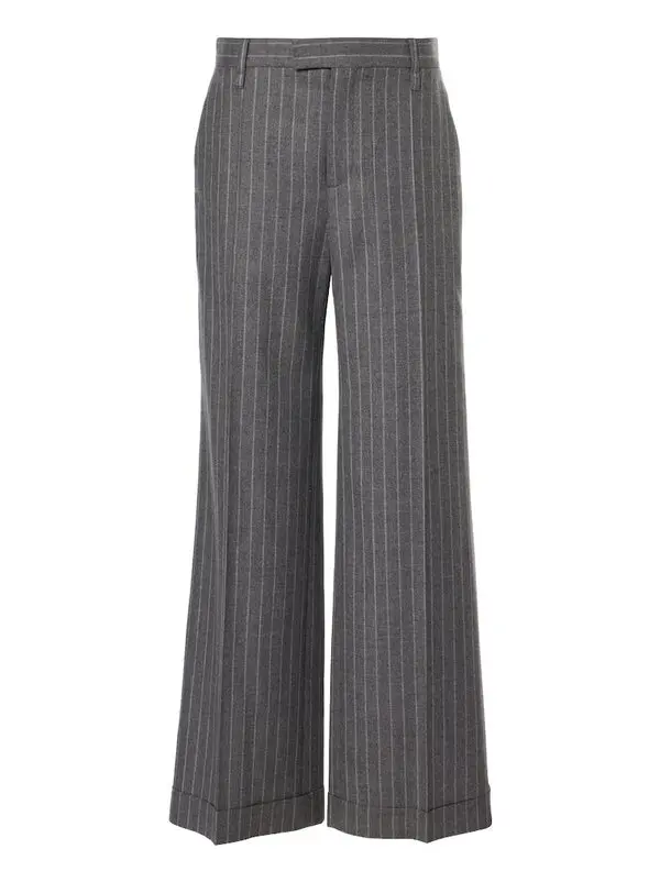 Brunello Cucinelli Wide-leg Virgin Wool Pants - Grey