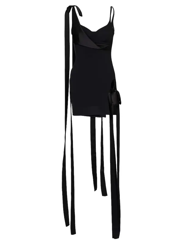 David Koma Bow-detail Satin And Cady Minidress - Black
