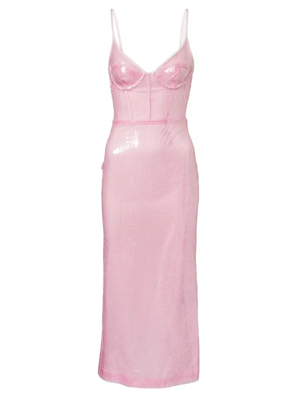 David Koma Sequined Midi Dress - Pink