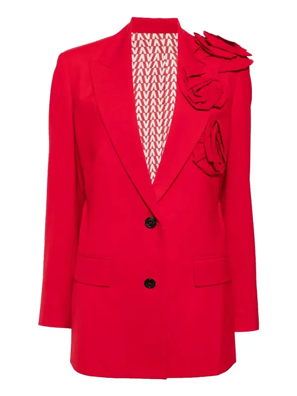 Valentino Garavani Floral Appliqué Blazer - Red