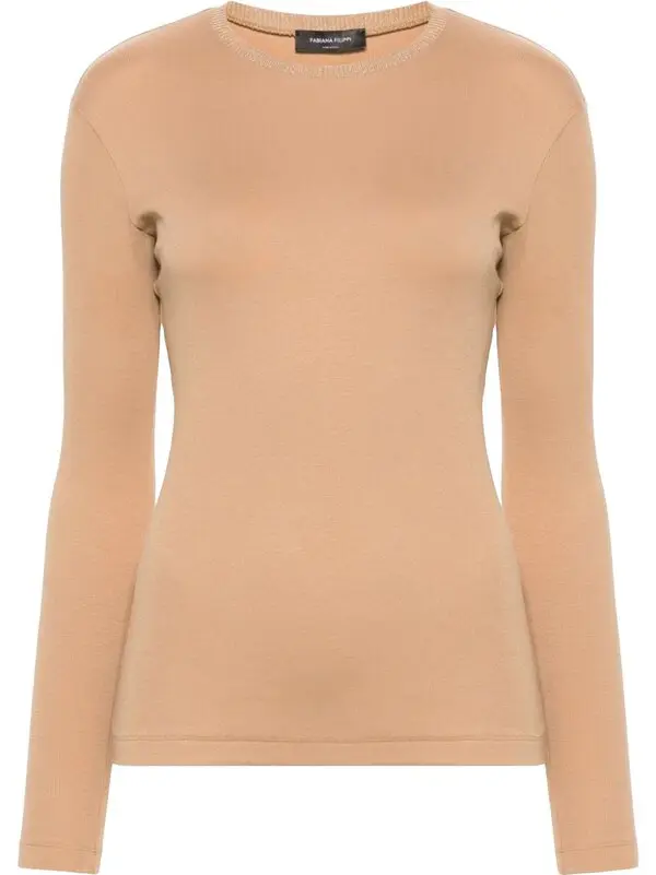 Fabiana Filippi Knit-collar T-shirt - Neutrals