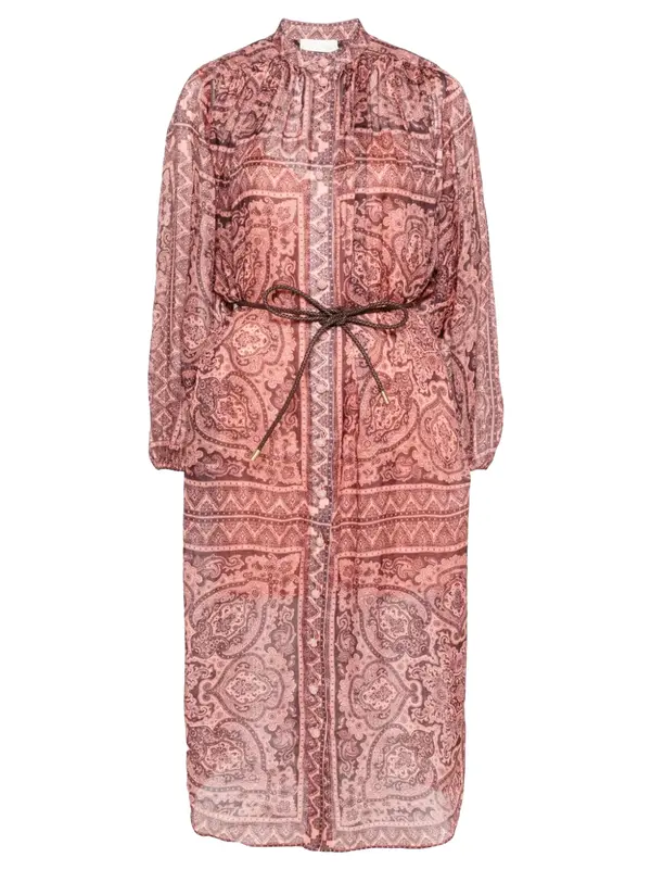 Zimmermann Ottie Paisley-print Midi Dress - Pink