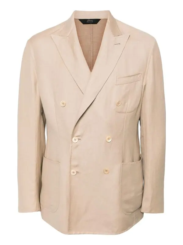 Brioni Double-breasted Linen-blend Blazer - Neutrals