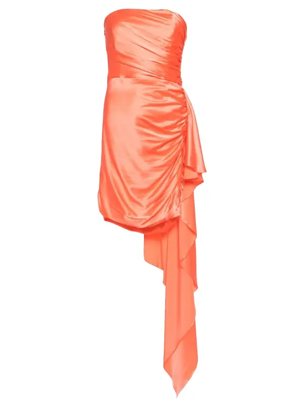 Michelle Mason Strapless Gathered Silk Mini Dress - Orange