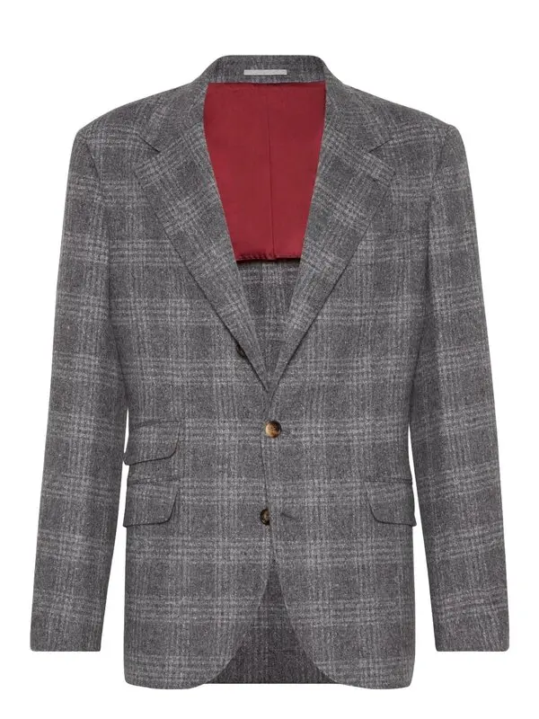 Brunello Cucinelli Check Pattern Blazer - Grey