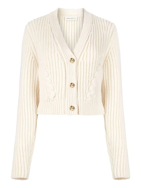 Nina Ricci V-neck Knit Cardigan - White