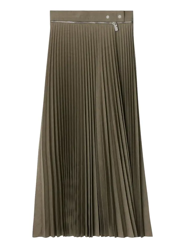 Burberry Wool-blend Pleated Midi Skirt - Brown