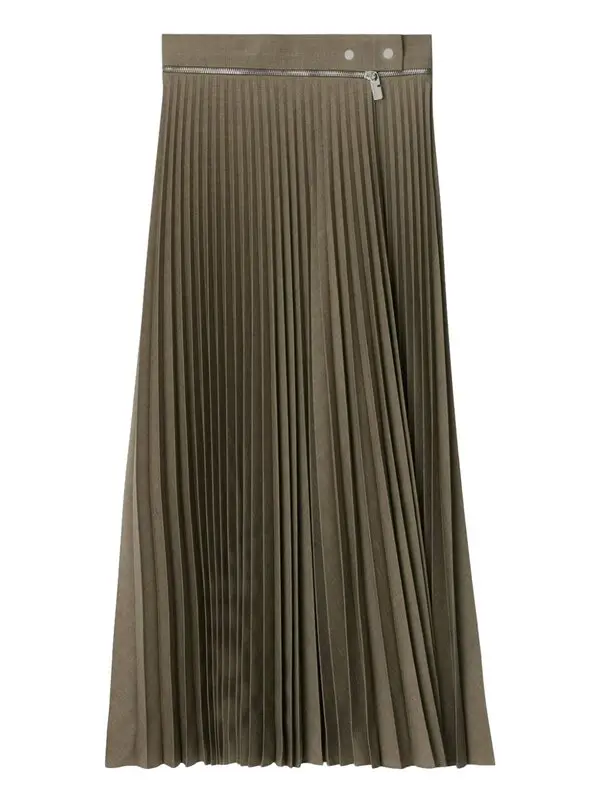 Burberry Wool-blend Pleated Midi Skirt - Brown