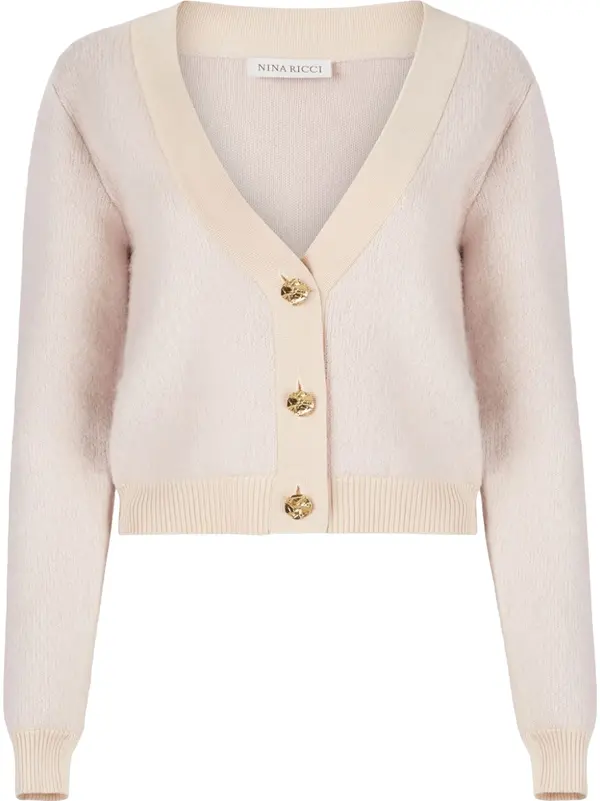 Nina Ricci Mohair Blend V-neck Cardigan - Neutrals