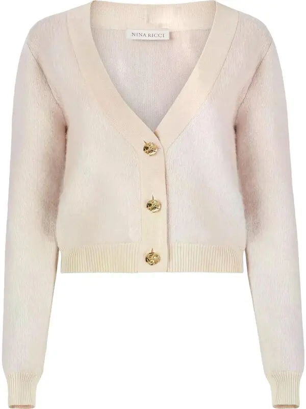 Nina Ricci Mohair Blend V-neck Cardigan - Pink