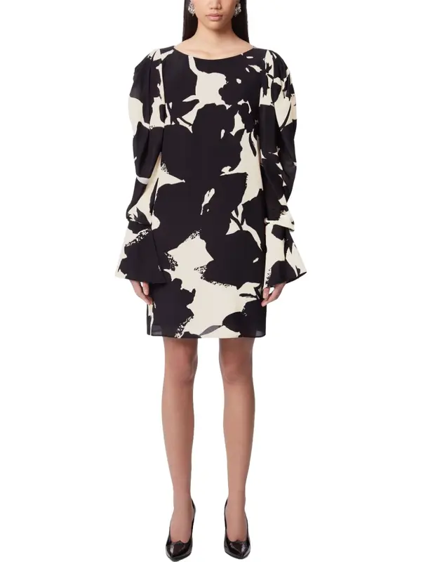 Nina Ricci Abstract-print Silk-twill Dress - Black