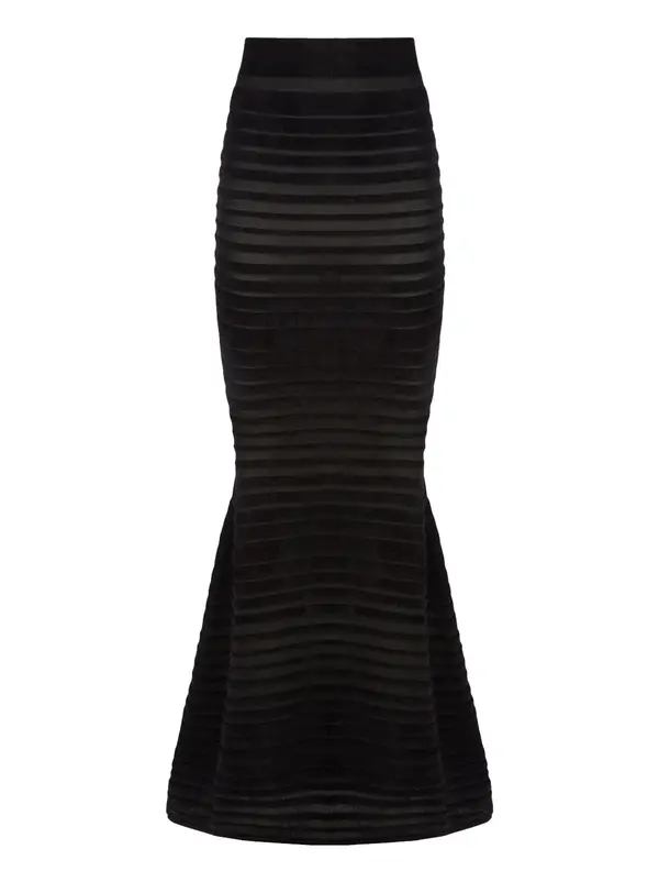 Nina Ricci Stripe Maxi Skirt - Black