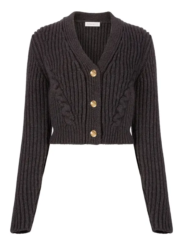 Nina Ricci V-neck Knit Cardigan - Grey