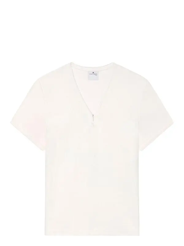 COURREGES V-neck Cotton-blend T-shirt - White