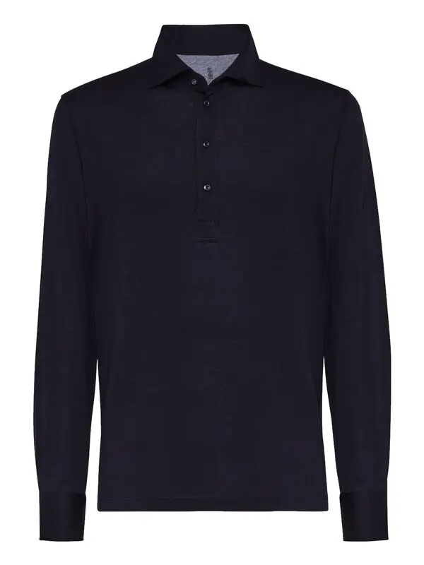 Brunello Cucinelli Long-sleeve Polo Shirt - Blue