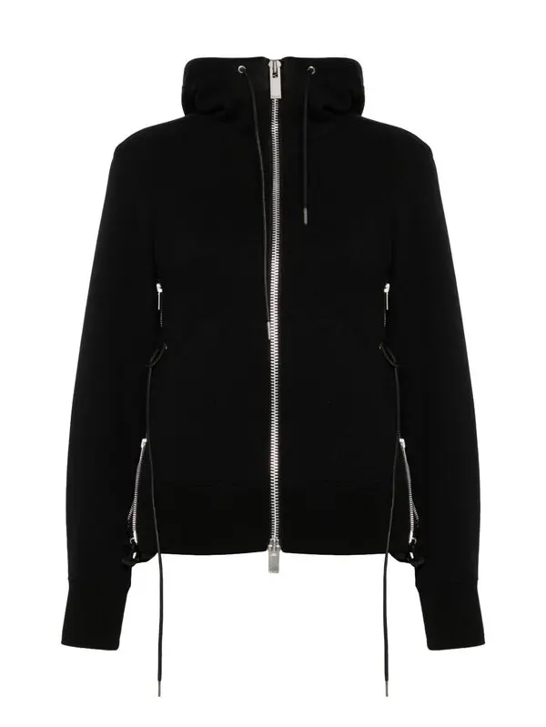 Sacai Sponge Sweat Zip-up Hoodie - Black