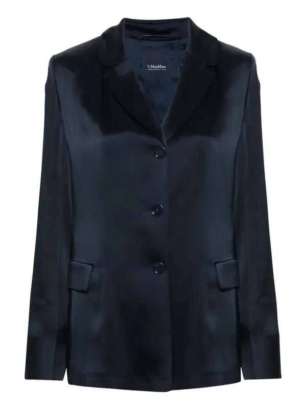 Max Mara Single-breasted Satin Blazer - Blue