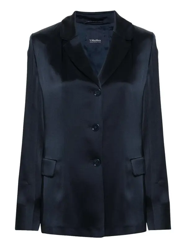 Max Mara Single-breasted Satin Blazer - Blue