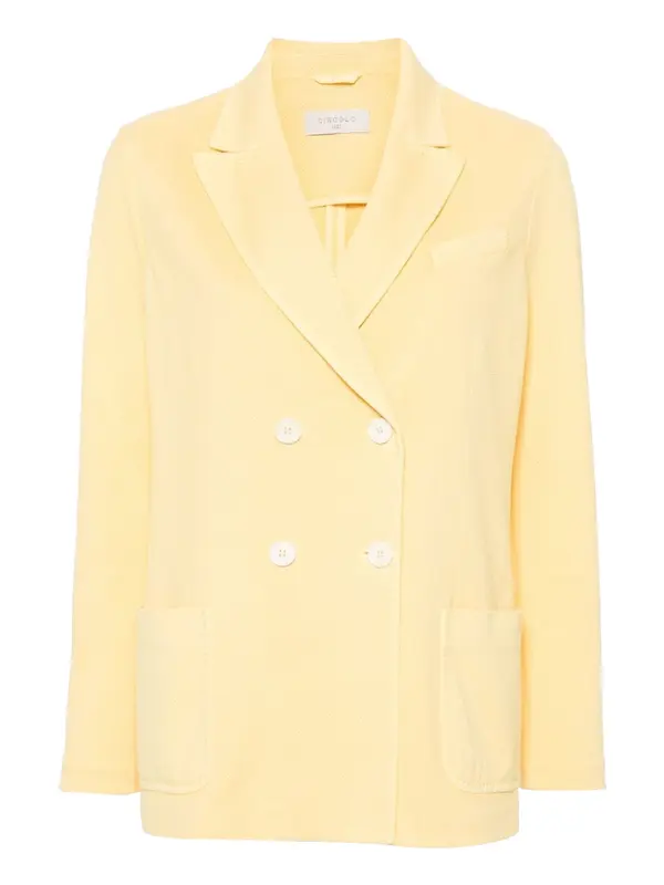 CIRCOLO 1901 Double-breasted Textured Blazer - Yellow