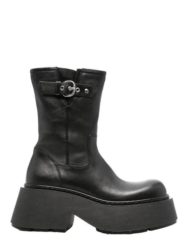 VIC MATIE Leather Platform Combat Boots - Black