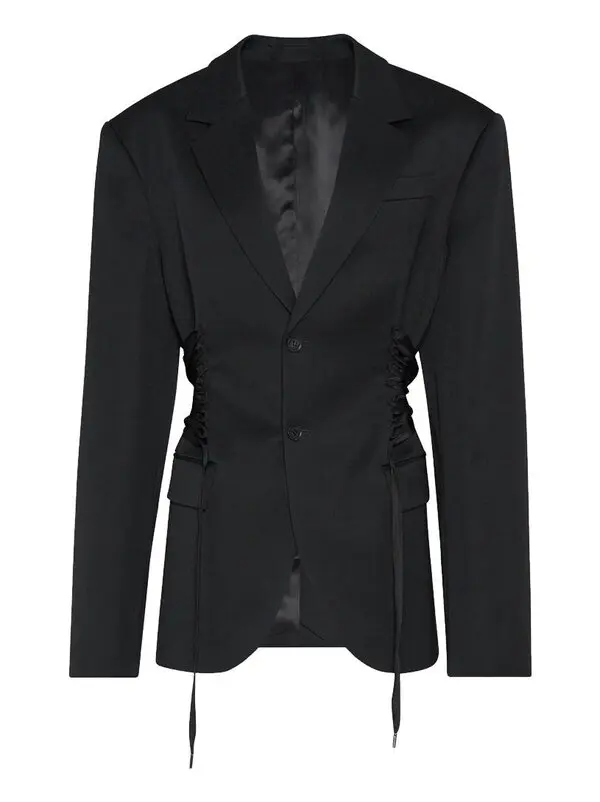 JEAN PAUL GAULTIER Tailored Wool Jacket With Lacing Detail - Black