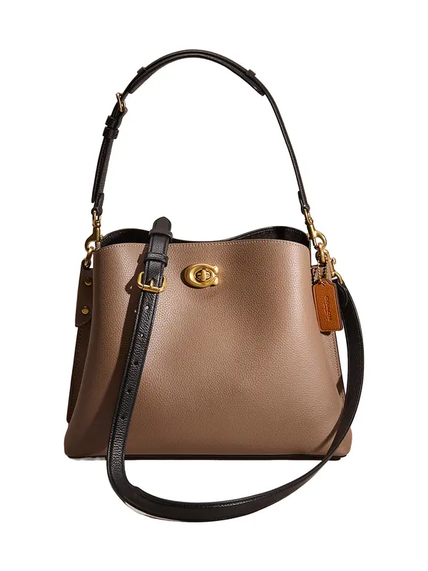 COACH Willow Colorblock Shoulder Bag - Brass/dark Stone