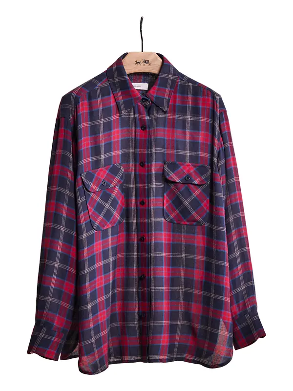 COACH Restored Flannel Shirt - Navy/red