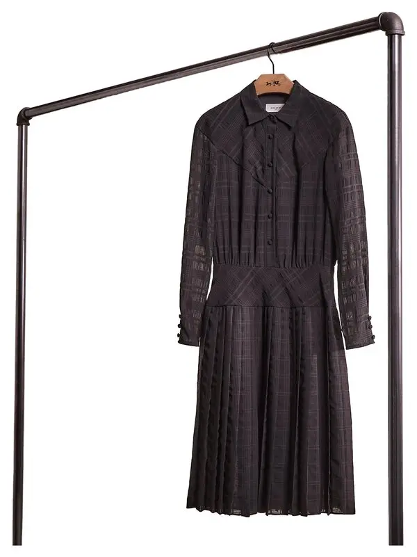COACH Restored Plaid Pleated Shirt Dress - Black