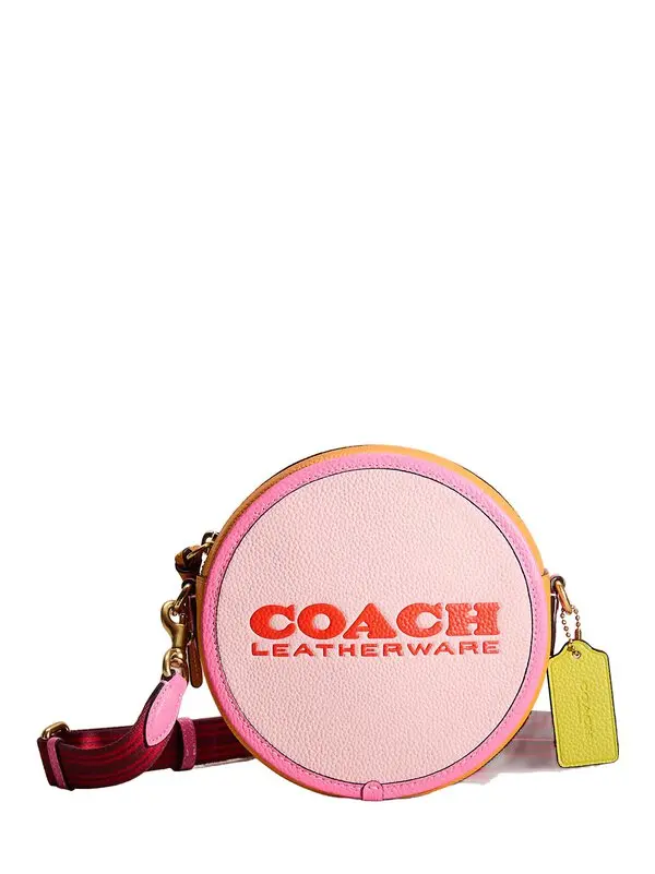 COACH Restored Kia Circle Bag In Colorblock - Brass/carnation Multi