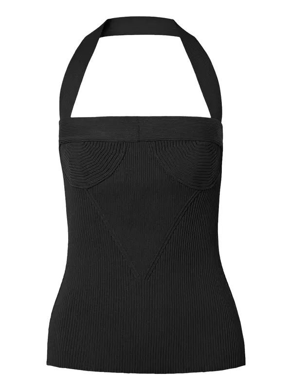 Proenza Schouler Ribbed-knit Halterneck Top - Black