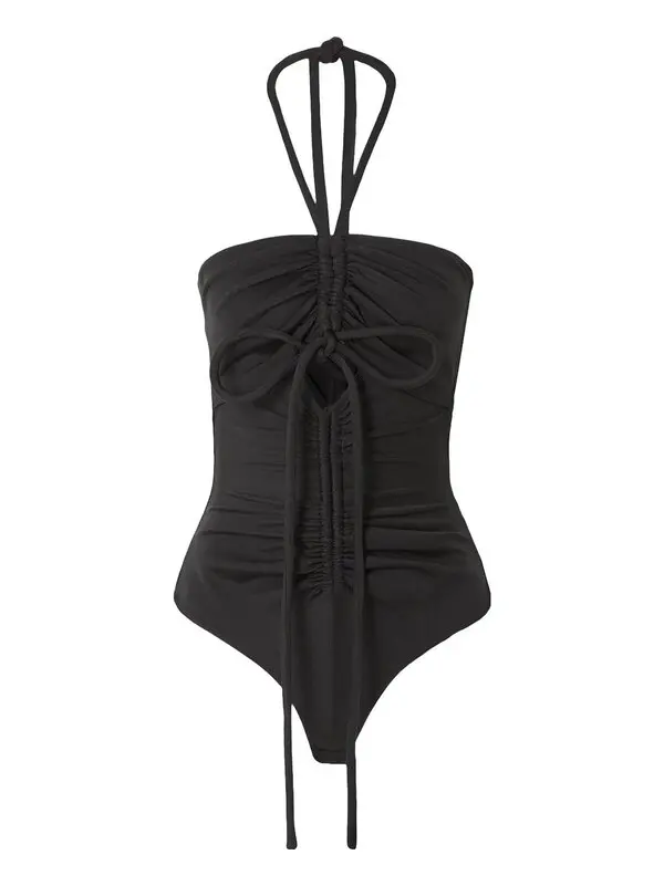 Proenza Schouler Cutout Ruched Halterneck Bodysuit - Black