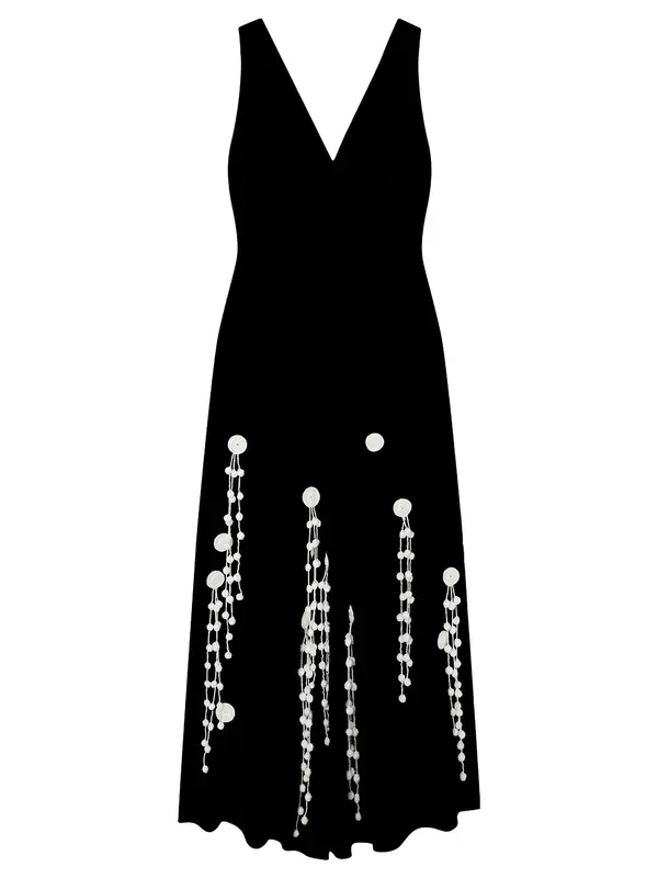 Proenza Schouler Appliquéd Poplin-trimmed Velvet Maxi Dress - Black