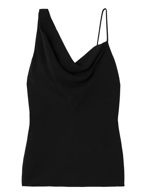 Dries Van Noten Asymmetric Draped Crepe Top - Black