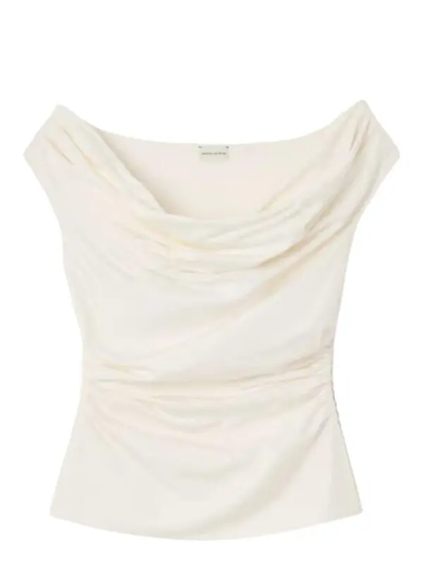 Magda Butrym Off-the-shoulder Draped Silk Top - White