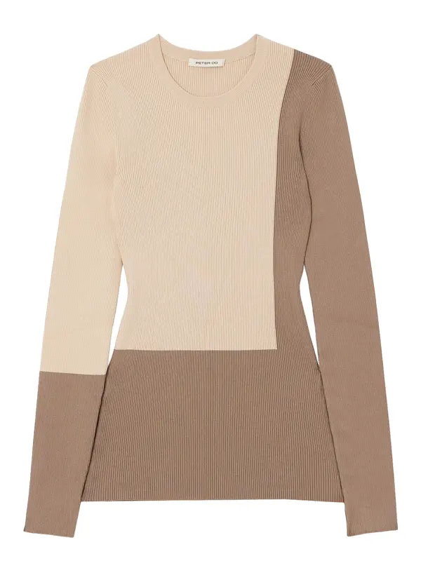 PETER DO Color-block Ribbed-knit Pullover - Neutrals
