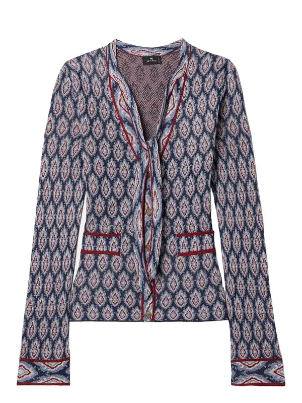 Etro Tie-neck Jacquard-knit Cardigan - Multi
