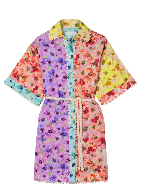 Zimmermann Lightburst Floral-print Cotton Mini Shirt Dress - Multi