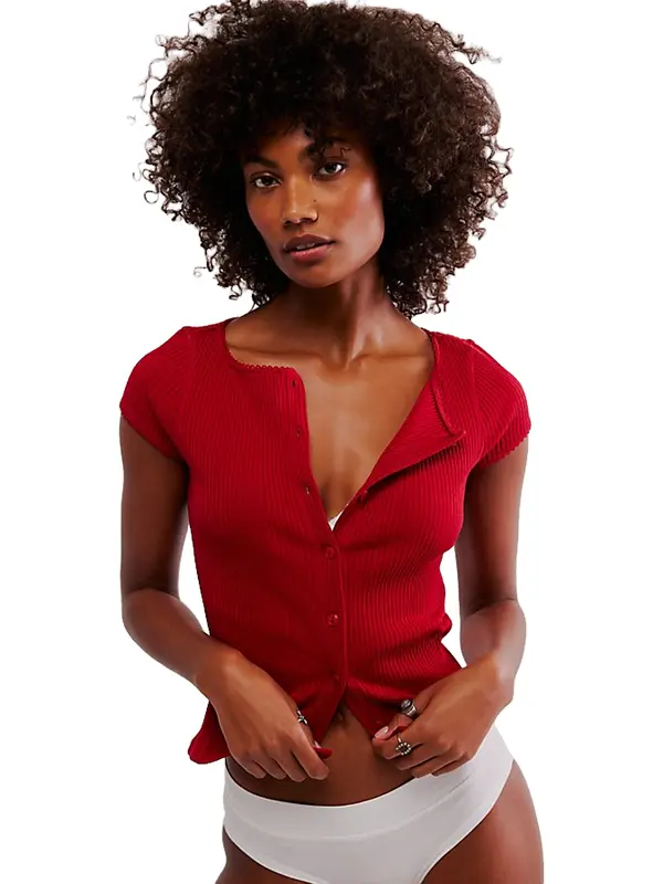 Free People Intimately Most Wanted Cardi - Red