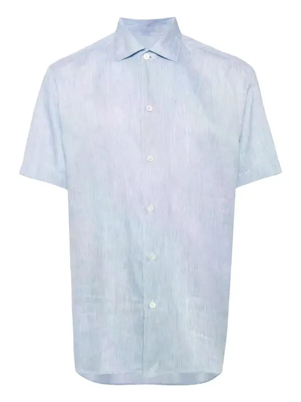 Brioni Short-sleeve Curved-hem Shirt - Blue