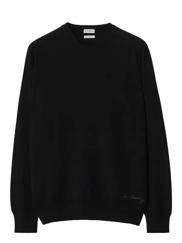 Burberry Logo-embroidered Cashmere Jumper - Black